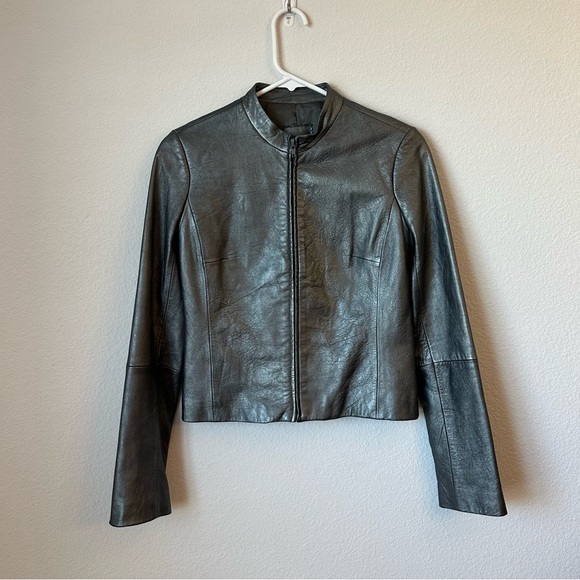 BCBGMaxAzria | Jackets & Coats | Bcbg Maxazria Y2k Silver Leather ...